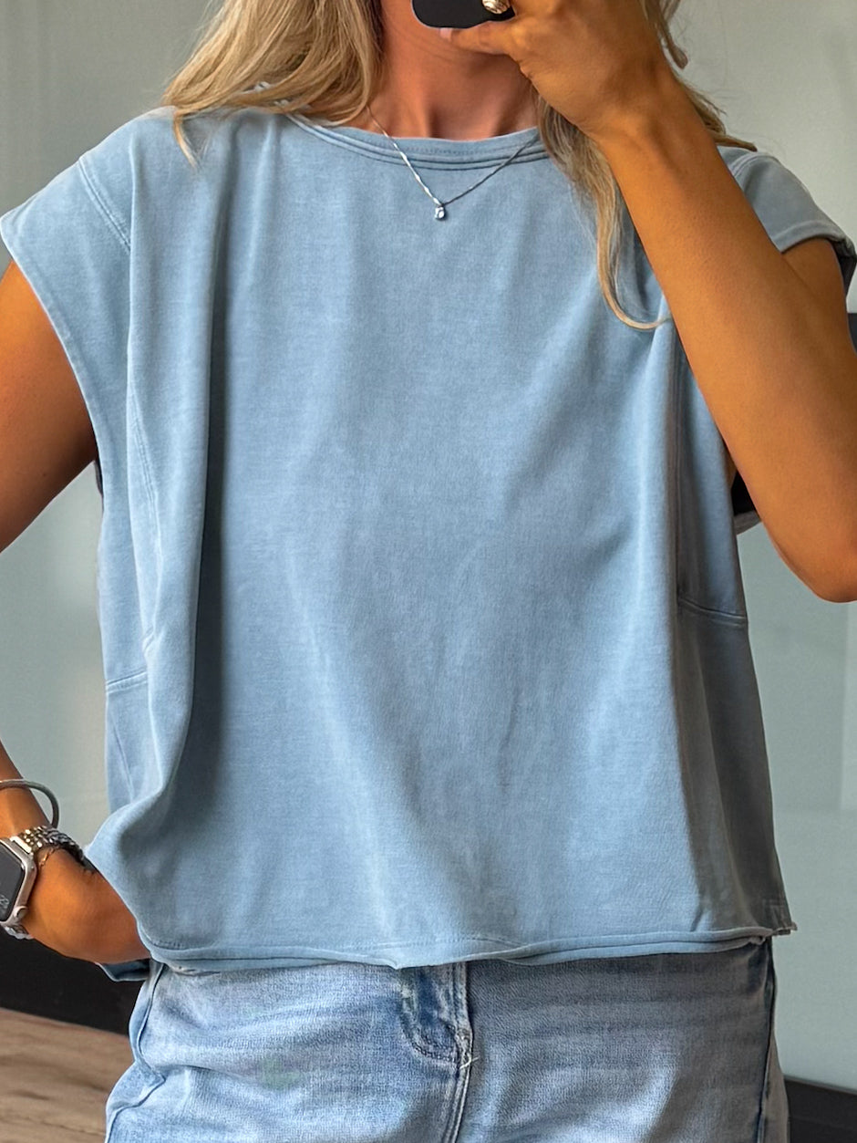 Marlee Muscle Tee | Dusty Blue – Shop Talulah