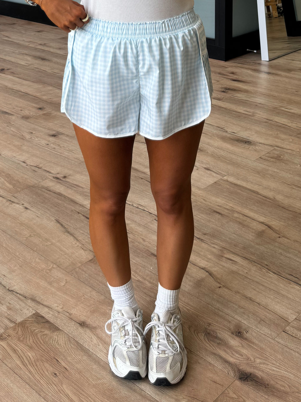 Gingham Side Pleated Shorts | Light Blue – Shop Talulah