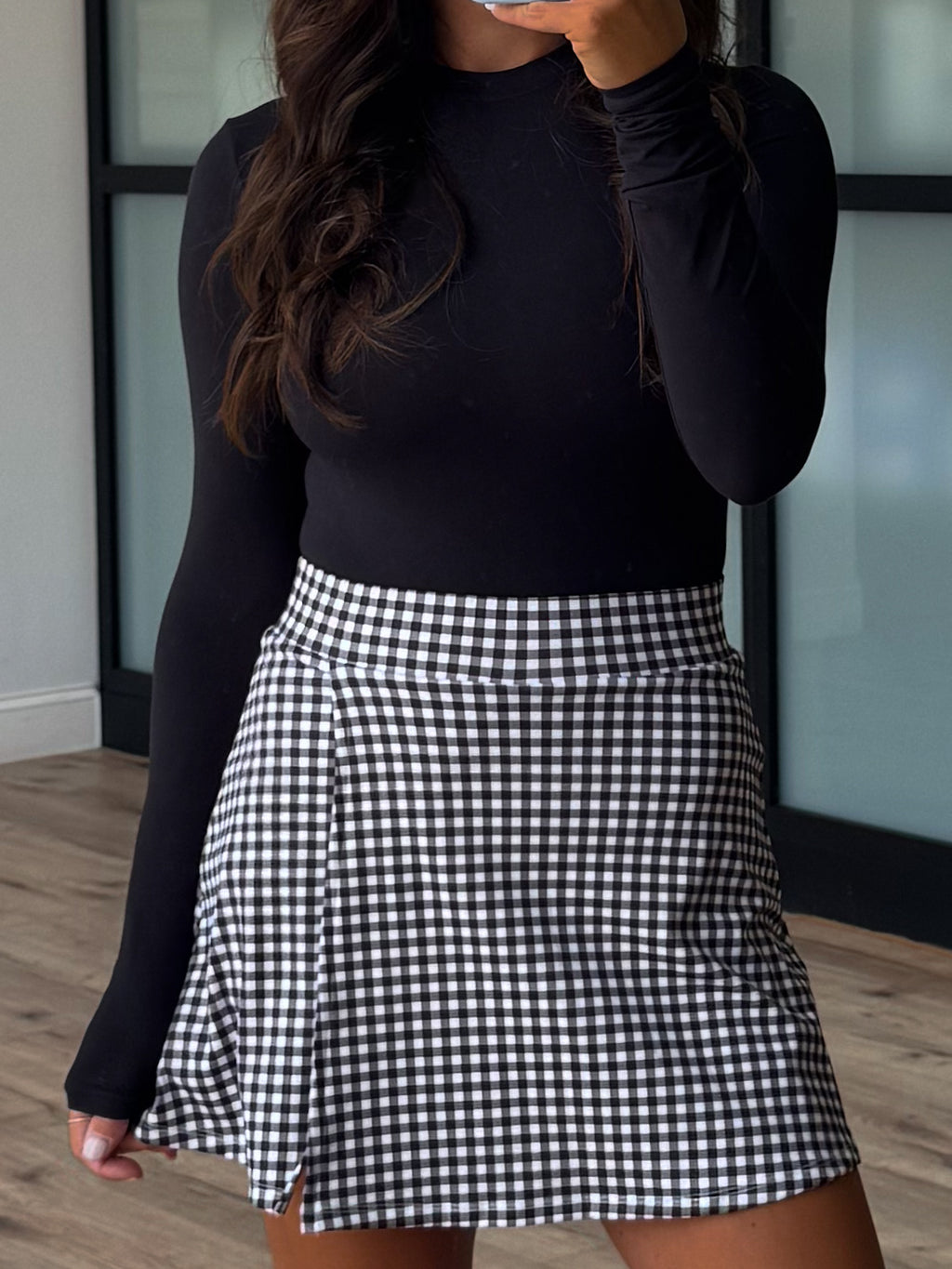 Gingham Active Skort | Black | RESTOCK – Shop Talulah